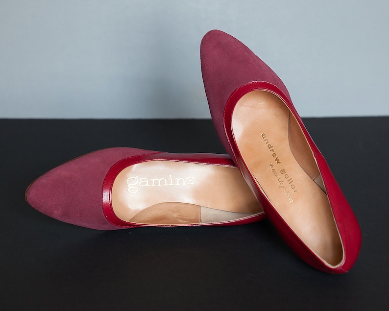 SALE Vintage Red Leather and Suede Shoes by Gamins, Andrew Geller, Size ...