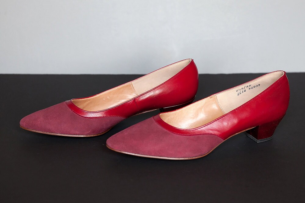 SALE Vintage Red Leather and Suede Shoes by Gamins, Andrew Geller, Size ...