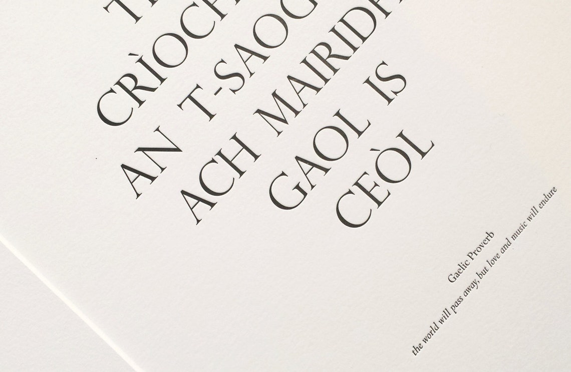 Letterpress Wall Art - Gaelic Art Print - Scottish Gaelic Proverb - Etsy UK