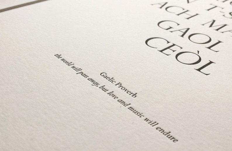 Letterpress Wall Art - Gaelic Art Print - Scottish Gaelic Proverb - Etsy UK