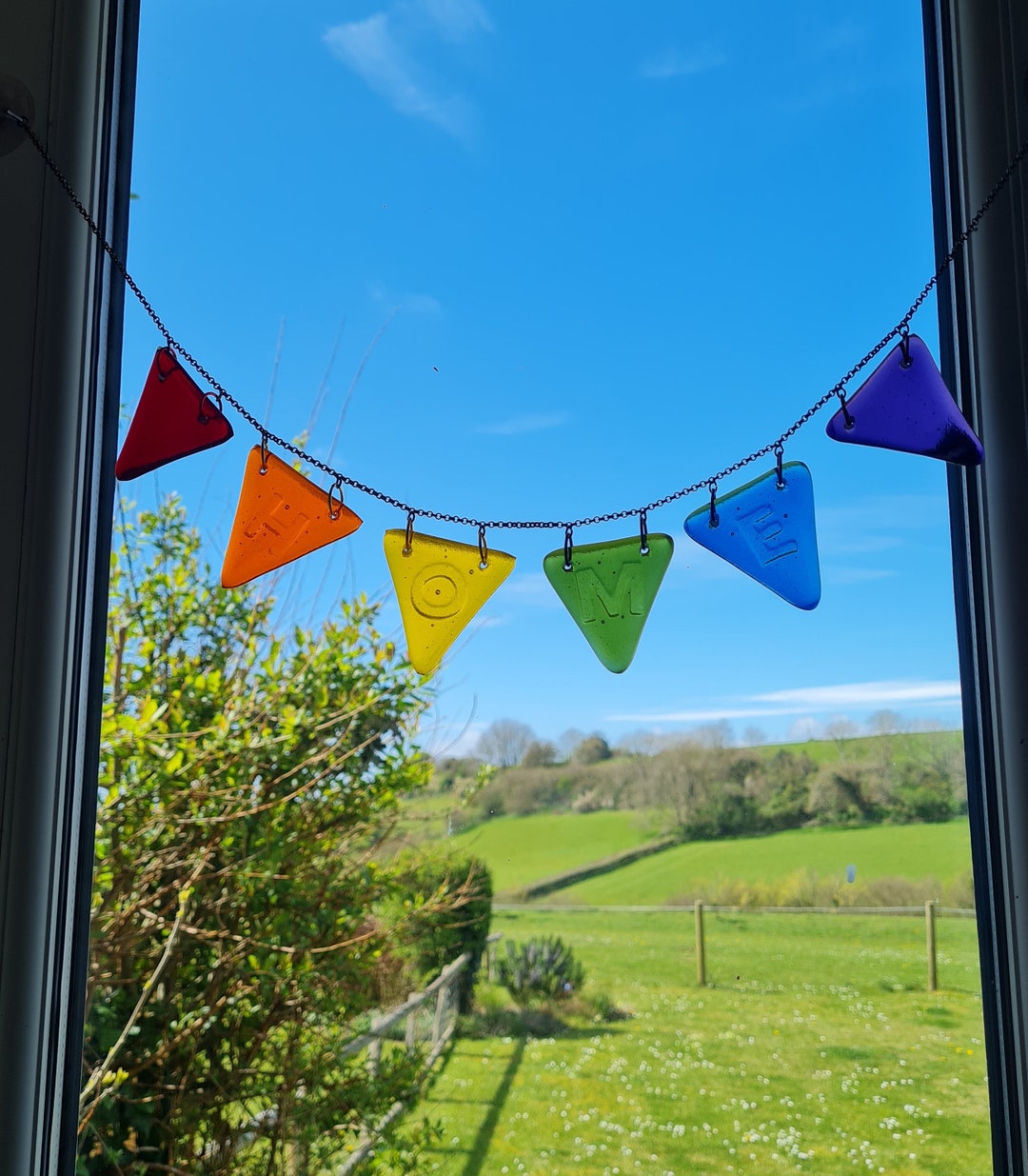 Fused Glass Bunting. Personalised Bunting, Custom Fused Glass, Unique ...