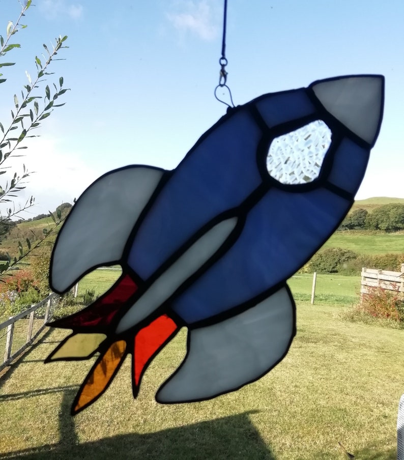CUSTOM: Rocket Ship Stained Glass Suncatcher. Gift for - Etsy