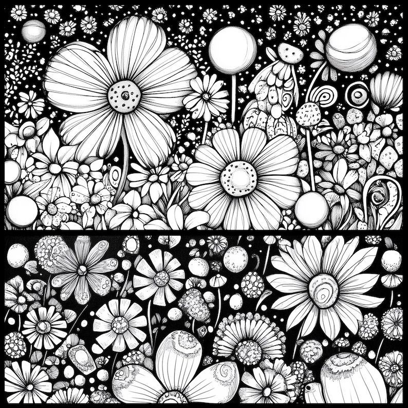 Zentangle Flower Garden Coloring Pages: Relaxing Adult & Child Craft ...