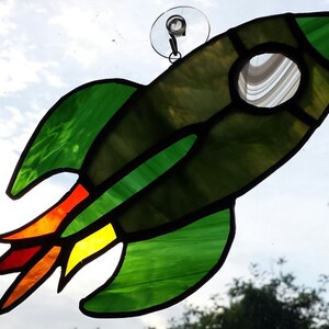 Custom Rocket Ship Stained Glass Suncatcher: Astronomy Gift - Etsy