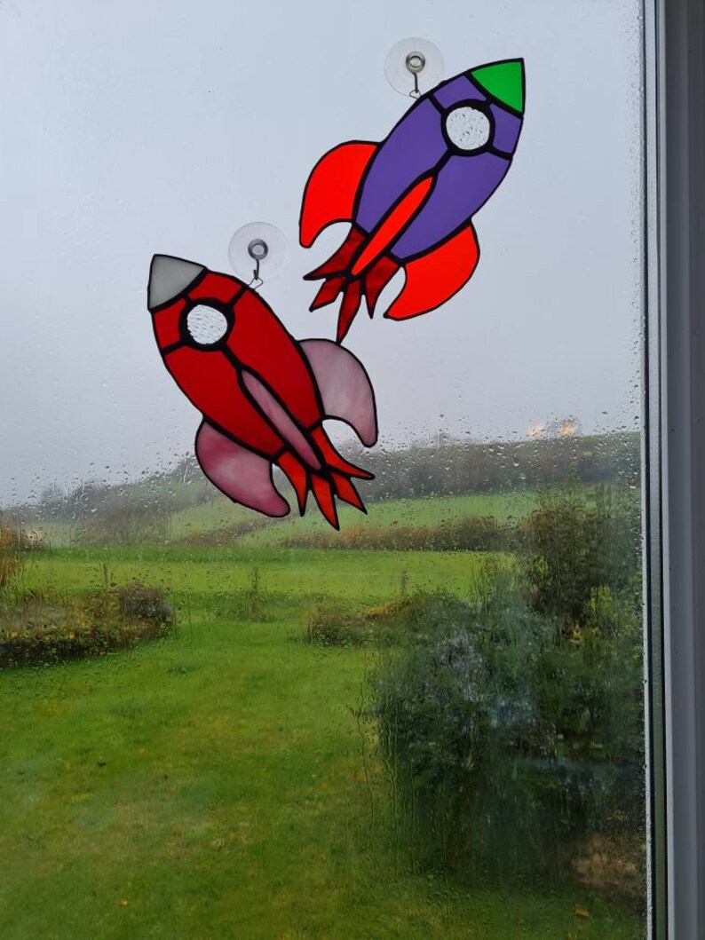 CUSTOM: Rocket Ship Stained Glass Suncatcher. Gift for | Etsy UK