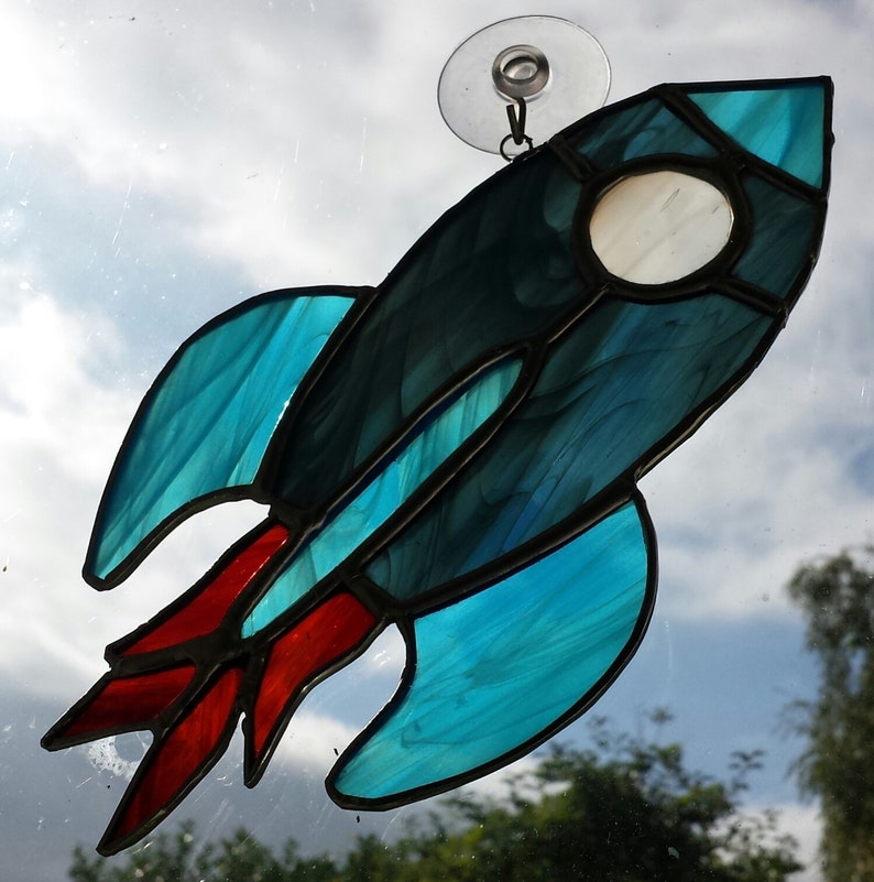 CUSTOM: Rocket Ship Stained Glass Suncatcher. Gift for | Etsy UK