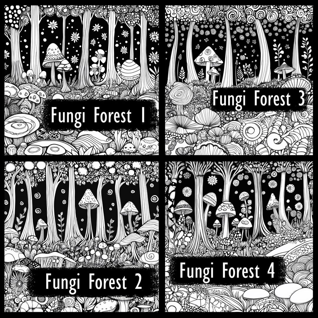 Mushroom Forest Zentangle Coloring Pages: Relaxing Craft (downloadable ...