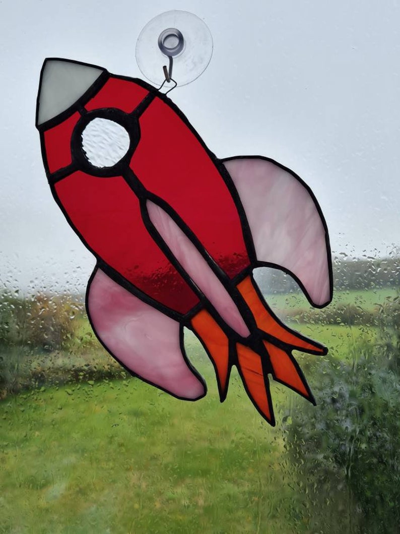 CUSTOM: Rocket Ship Stained Glass Suncatcher. Gift for - Etsy UK