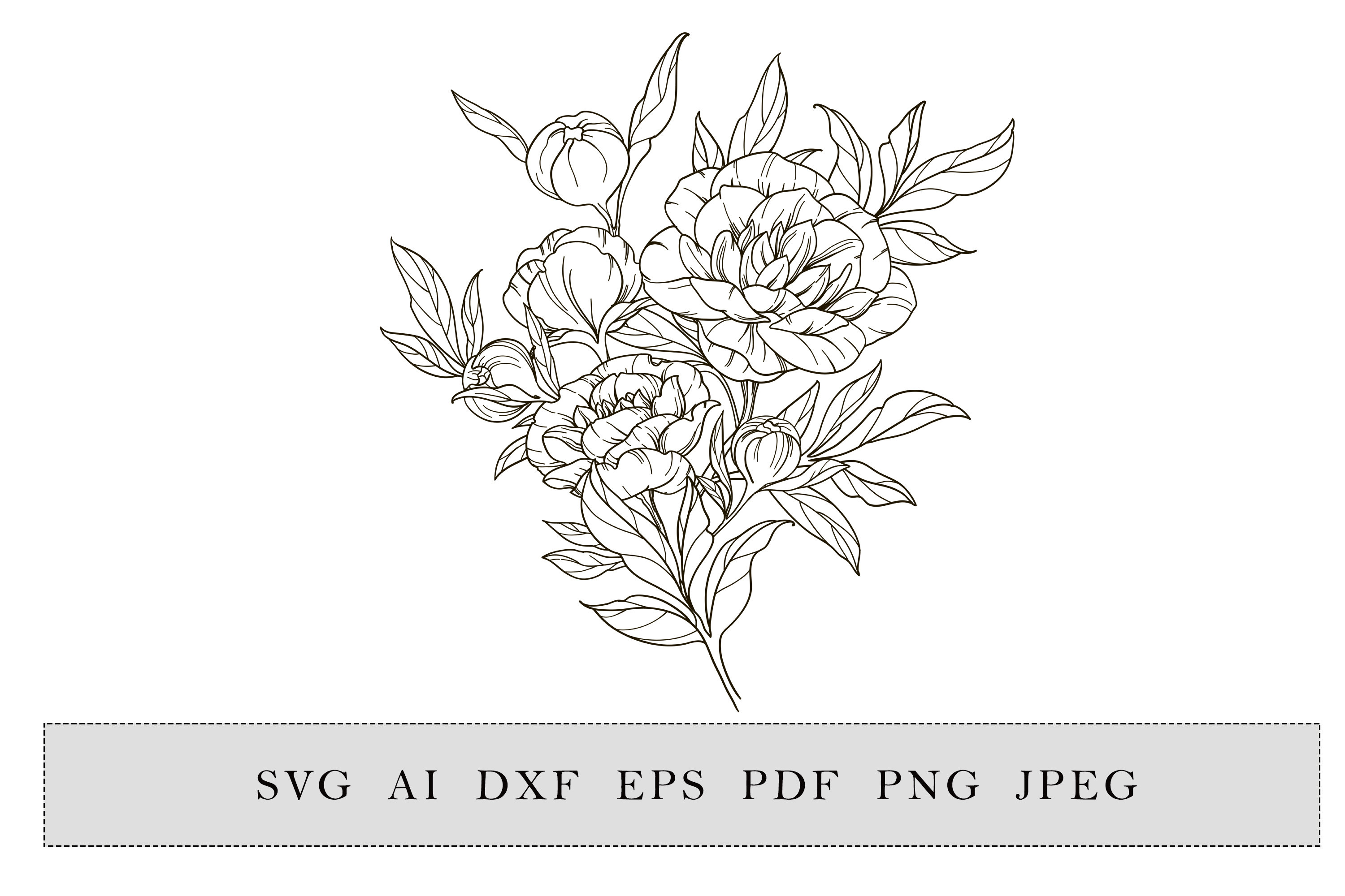Bouquet of Peonies Flowers. Vector Digital. Cut File SVG | Etsy Australia