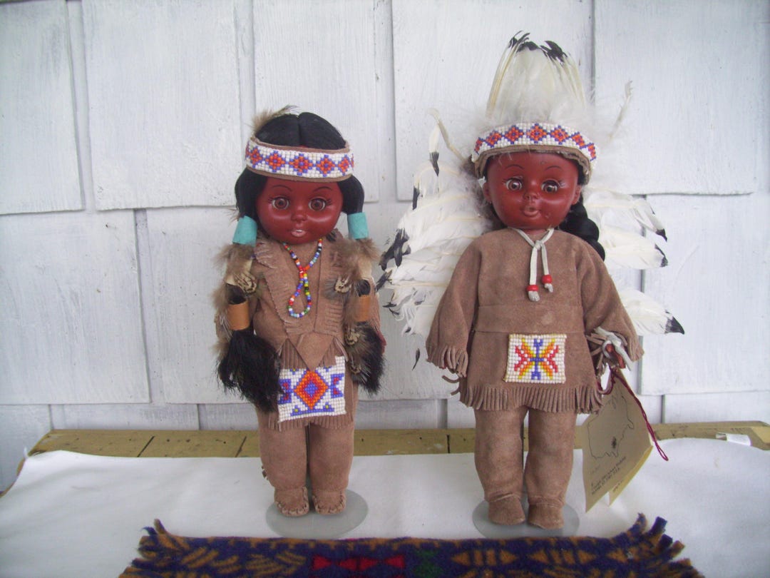 Pair of Vintage Sleepy Eyes Indian Chief Art Dolls, Quanah Parker ...