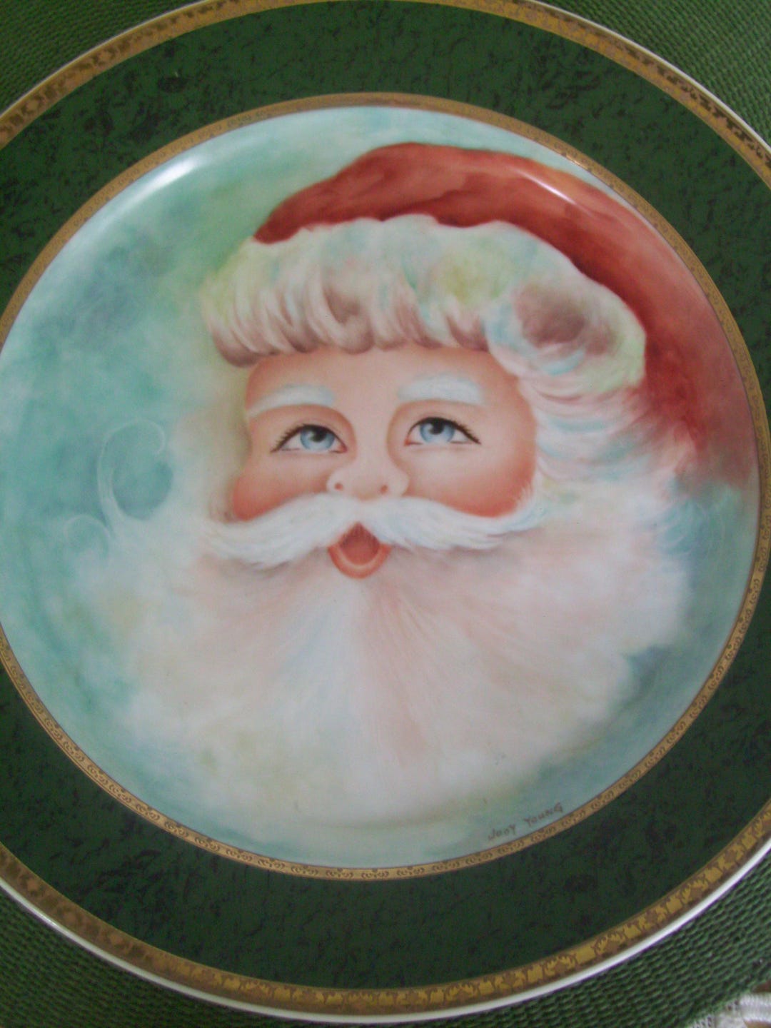 Vintage Artisan Hand Painted Santa Plate 11", by Judy Young, Porcelain ...