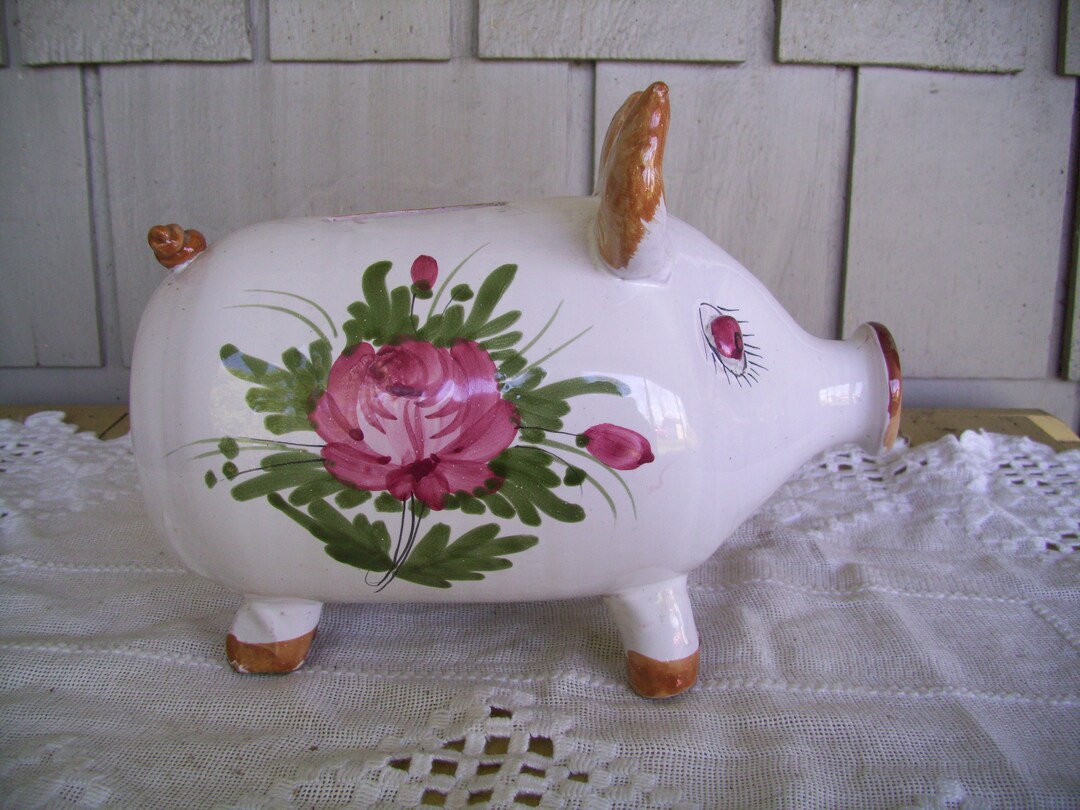 Vintage Hand Painted Art Pottery Piggy Bank, Pottery Coin Bank - Etsy