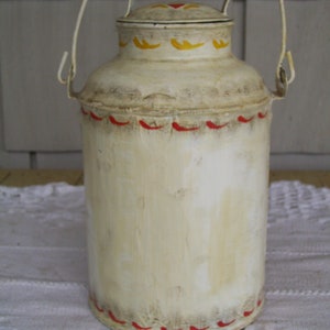 Antique Pa. Dutch Tole Painted Cream Can, Antique Farmhouse Can ...