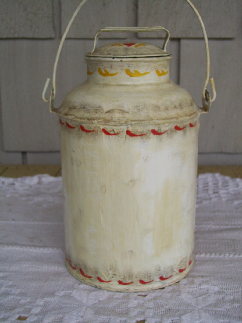 Antique Pa. Dutch Tole Painted Cream Can, Antique Farmhouse Can ...