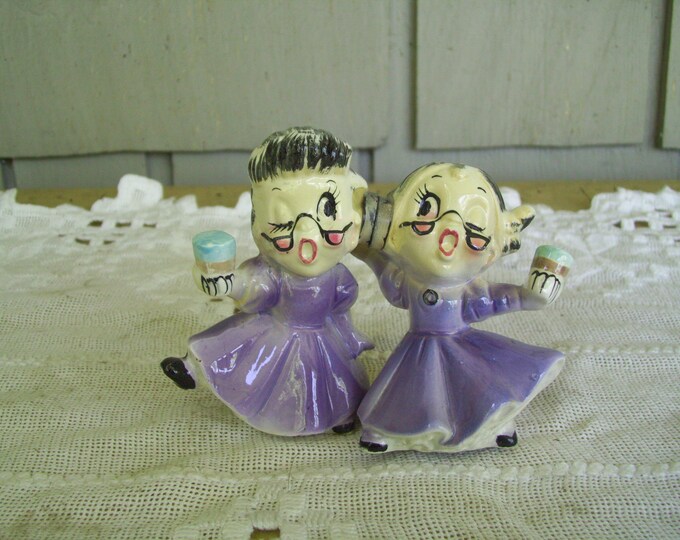 Rare Vintage Holt Howard Dancing Drinking Winking Grannies Salt and ...
