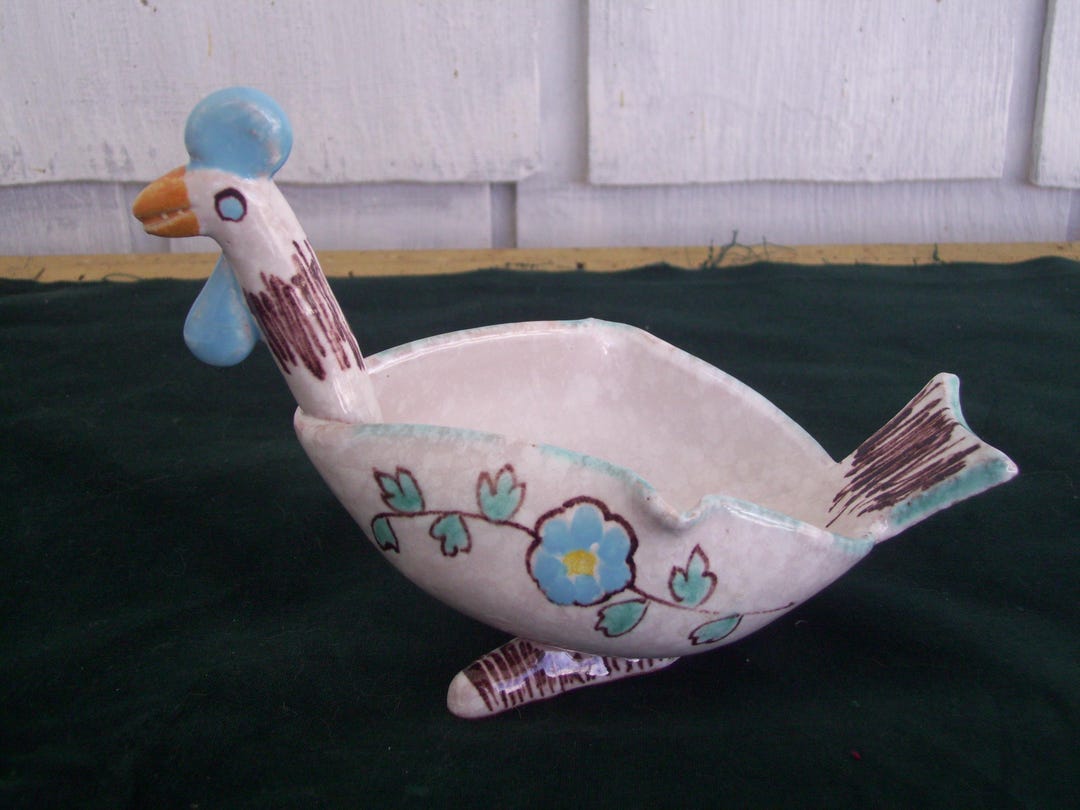 Vintage Italy Pottery Rooster Astray Trinket Bowl No, 6312, Hand ...