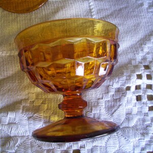 Nine Vintage Fostoria Amber Glass Block Sherbert Ice Cream Goblets ...