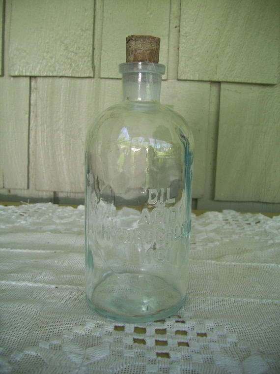 Vintage Pharmacy Apothecary Bottle Dil Acid Hydrochloric HCI | Etsy