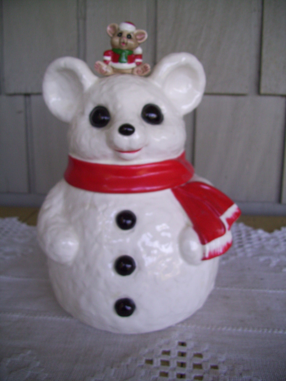 Vintage Christmas Mouse Cookie Jar, Made in Japan by Quan Quan, Holiday Kitchen - Etsy