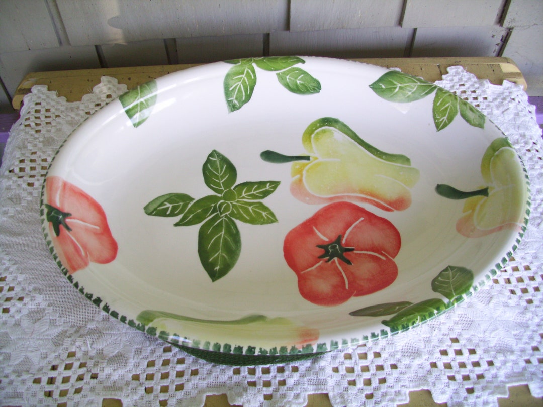 Vintage ARM Ceramica Italy Large Oval Deep Dish Platter, Large Meat ...