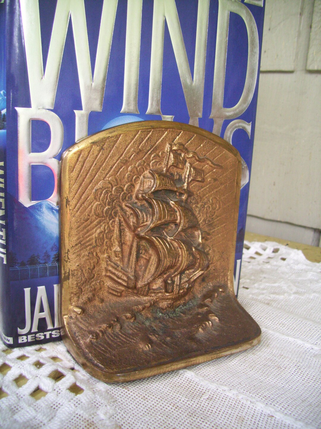 Antique Heavy Cast Metal Sailing Ship Bookends, Nautical Bookends ...
