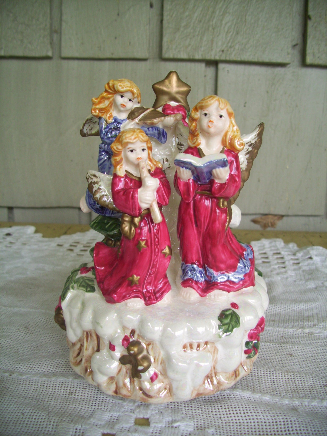 Vintage 2003 Porcelain Revolving Angels Music Box, "silent Night ...
