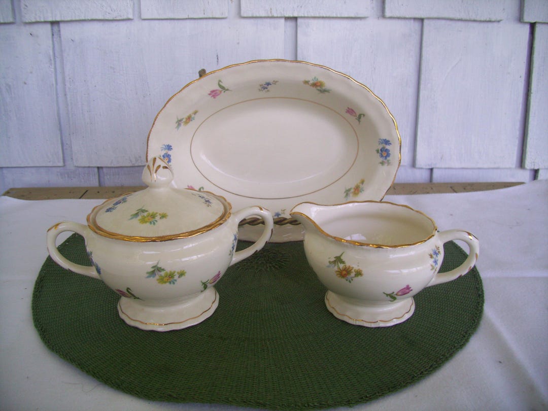 Mid Century Pope Gosser Fine China, Sugar and Creamer Set and Oval ...