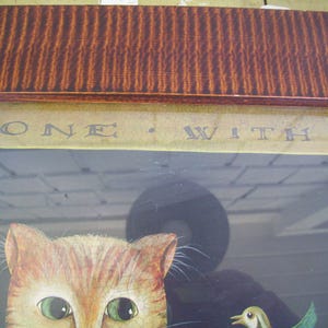 Vintage Folk Art Tabby Cat With Bird Picture, have Peace One With ...