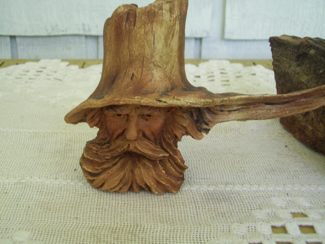 Two Vintage Old Man Wood Carvings, Rustic Carvings Decor - Etsy