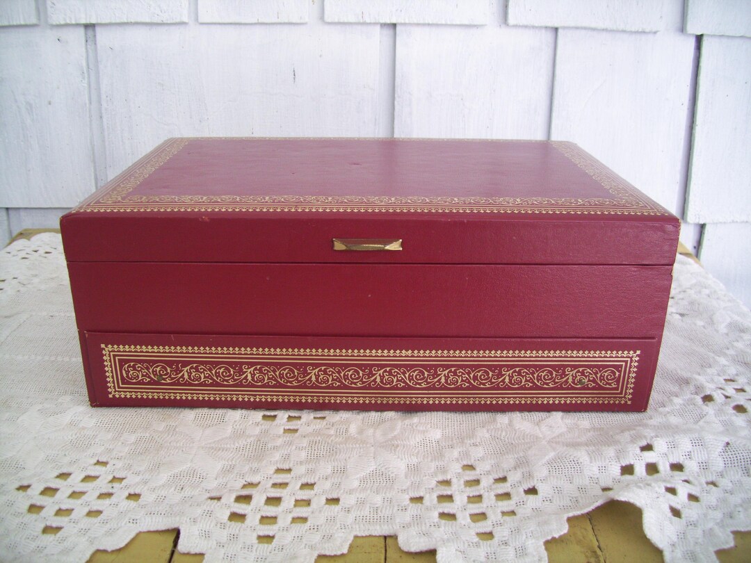 Mid-century Leatherette 3 Tier Jewelry Box, MCM Jewelry Storage, Made ...