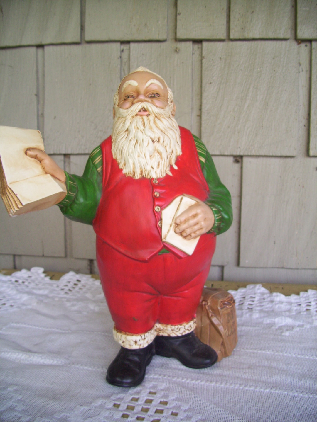 Vintage Large Ceramic Art Santa With Mail Bag, 1985 Duncan Mold, Large ...