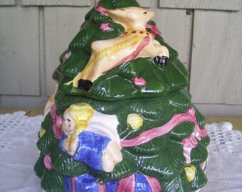 Ceramic Christmas Tree Cookie Jar - Etsy
