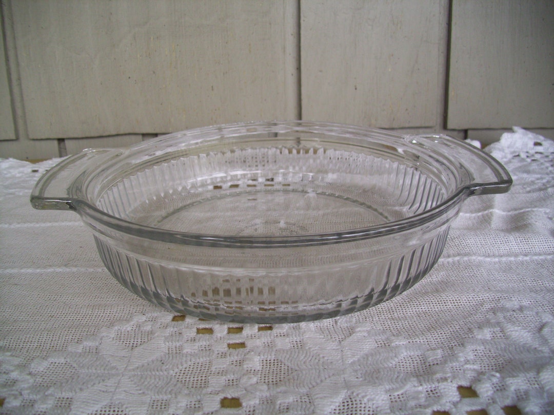 Vintage Clear Glass 8" Deep Dish Pie Baking Dish, Made in USA by Anchor ...