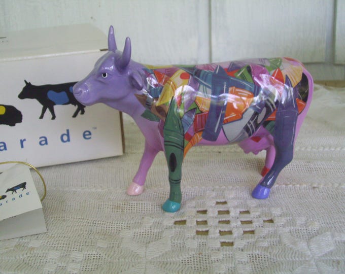 Vintage 2001 Cow Parade Figurine No. 9192 "crayon" Retired Collectible ...