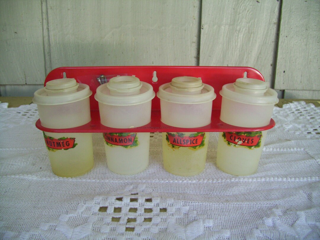 Vintage Tupperware Wall Mount 289 With Four Flip Top Spice Shakers ...