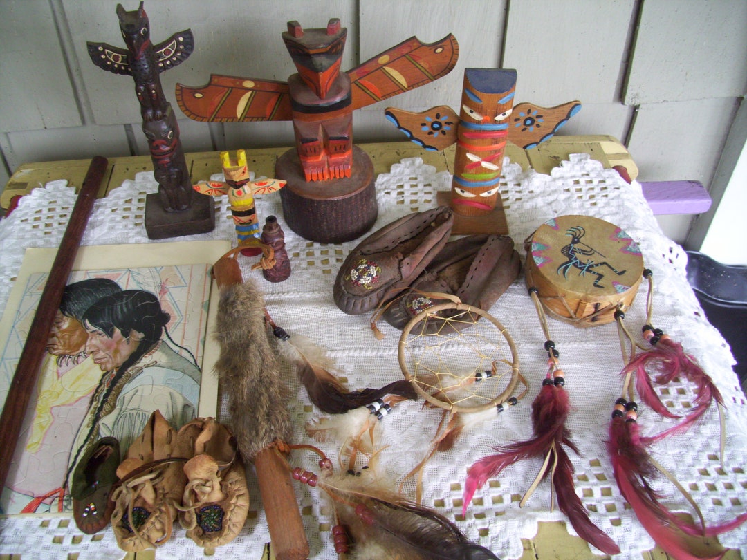 Mid-century North America Tribes Hand Made Souvenirs Grouping, Totem ...