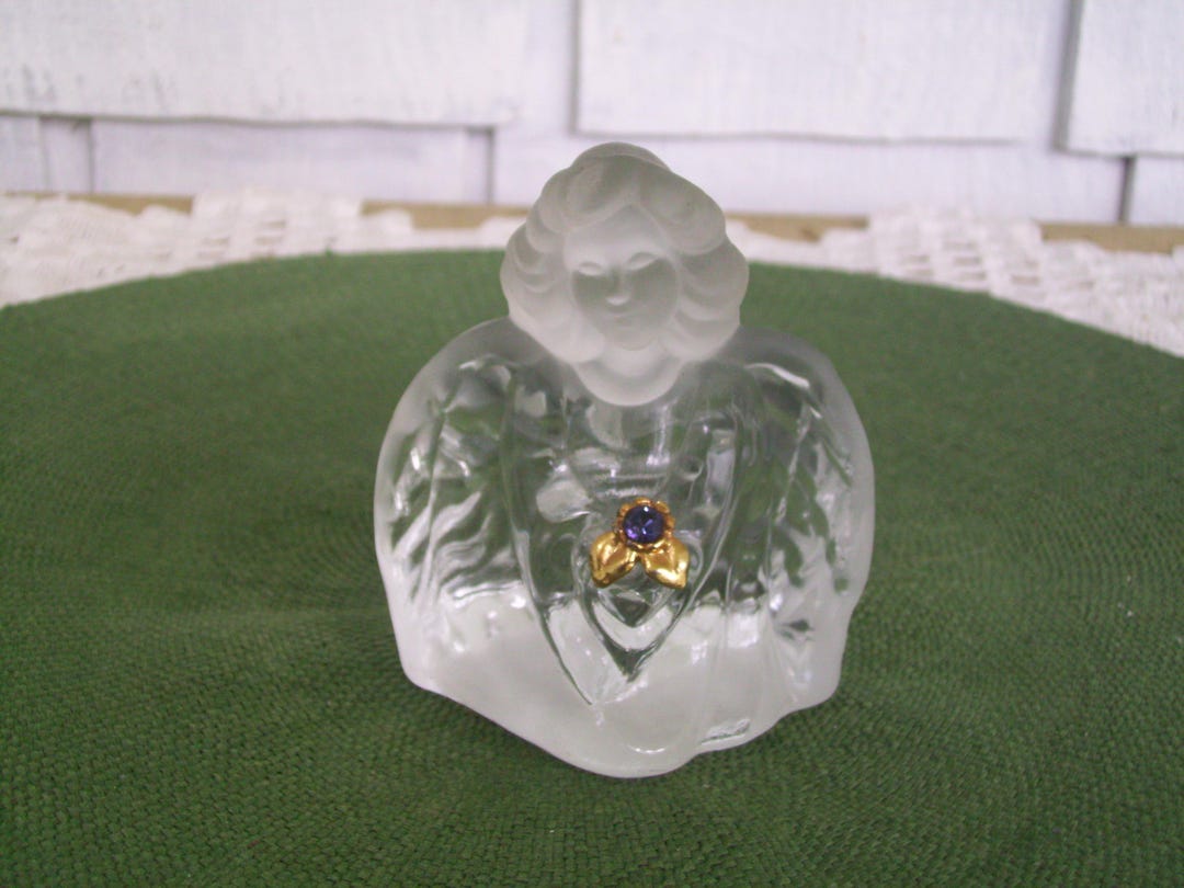 Vintage Fenton Art Glass Guardian Angel Figurine Paperweight With Green ...