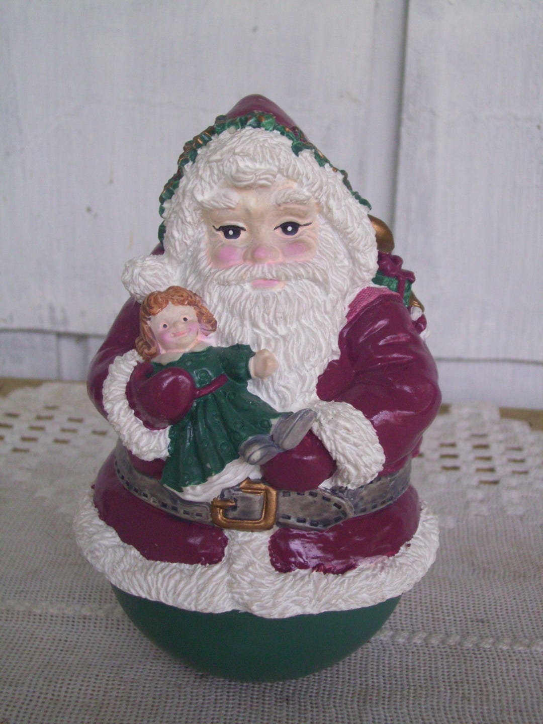 Vintage Roly Poly Santa Figurine 6", by Carlton Cards, Christmas ...