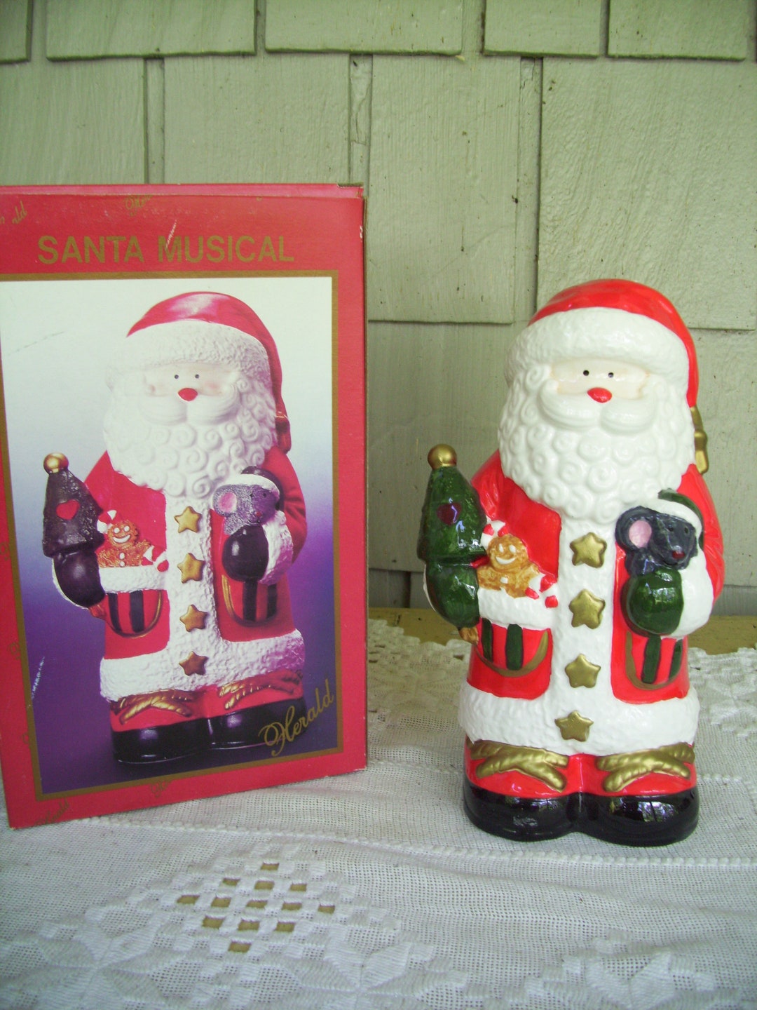 Vintage Ceramic Musical Santa, "here Comes Santa Clause", by Herald ...