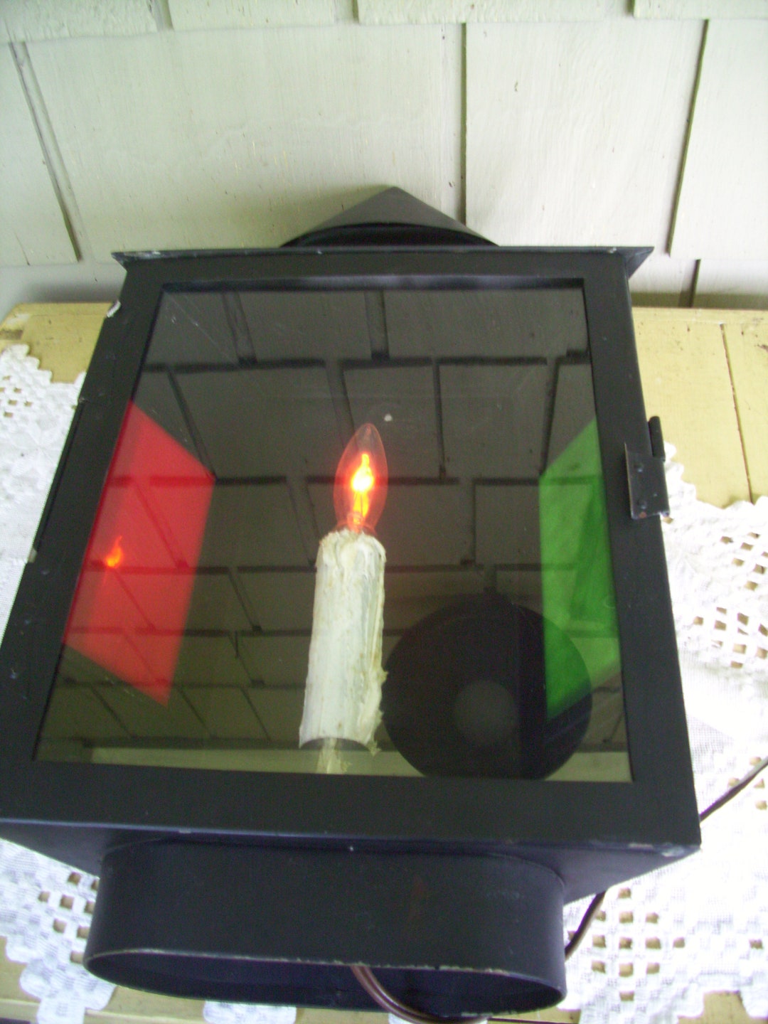 Vintage Large Black Metal Corded Candle Carriage Style Accent Lamp ...