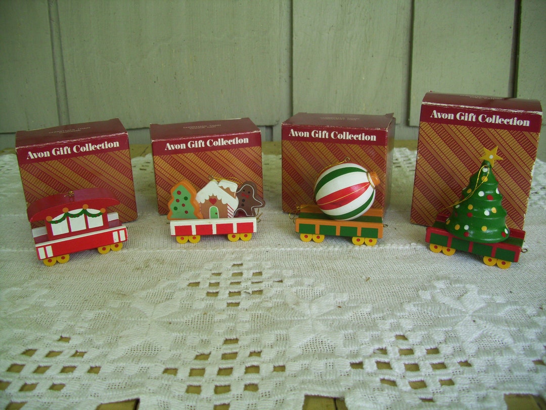 Four Vintage 1987 Avon Christmas Train Cars Ornaments in Boxes - Etsy