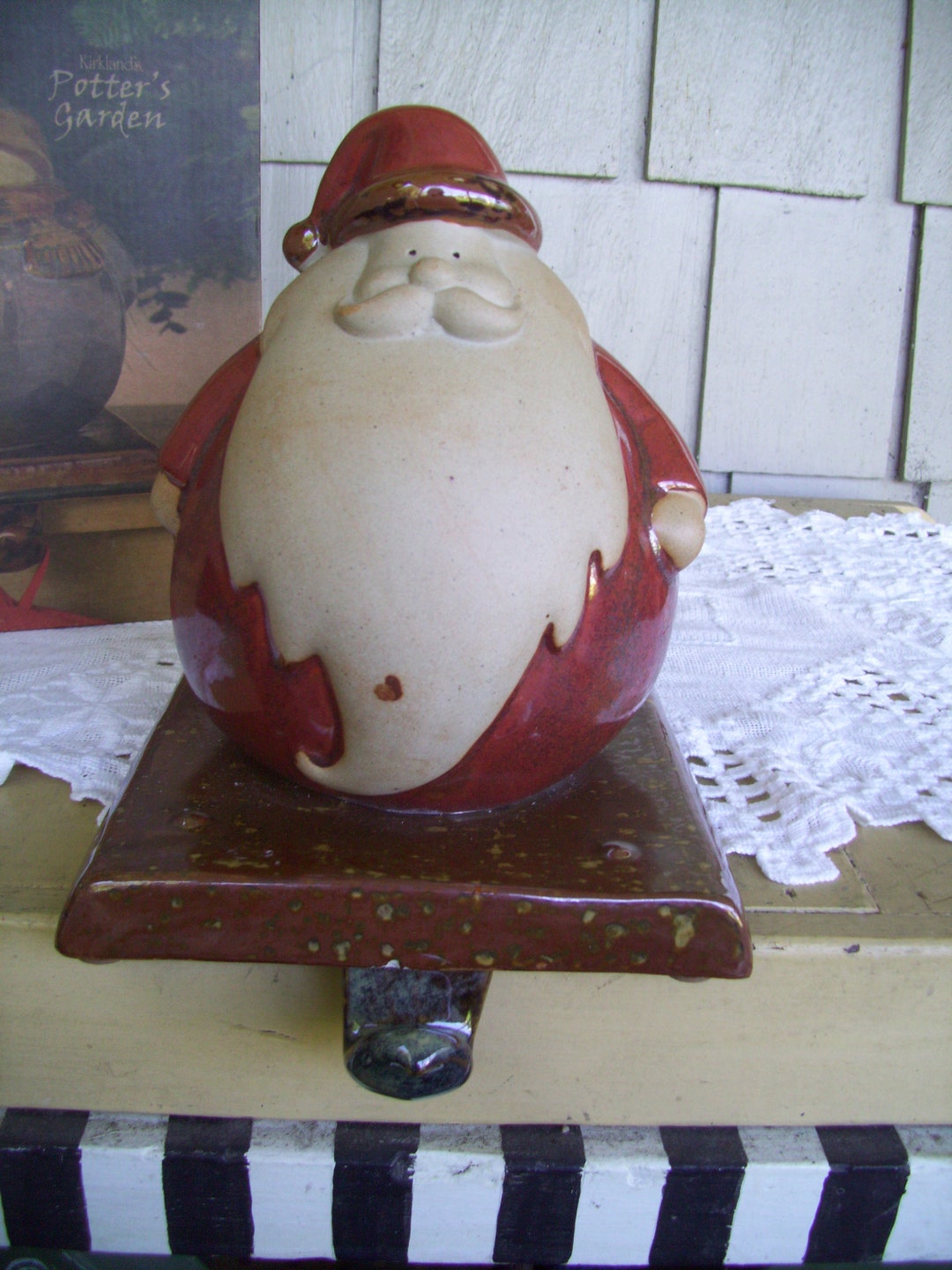 Vintage Pottery Santa Stocking Holder, by Kirklands Potter's Garden ...