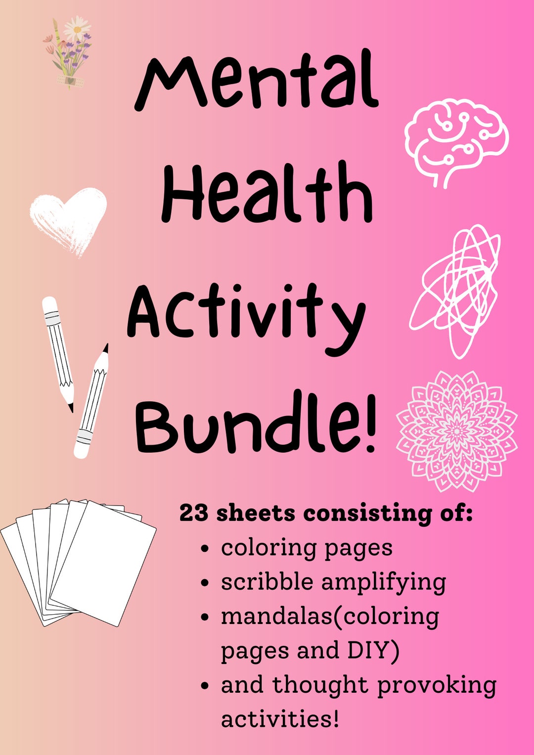 Mental Health Activity Bundle Worksheets Coloring Pages Scribbling ...