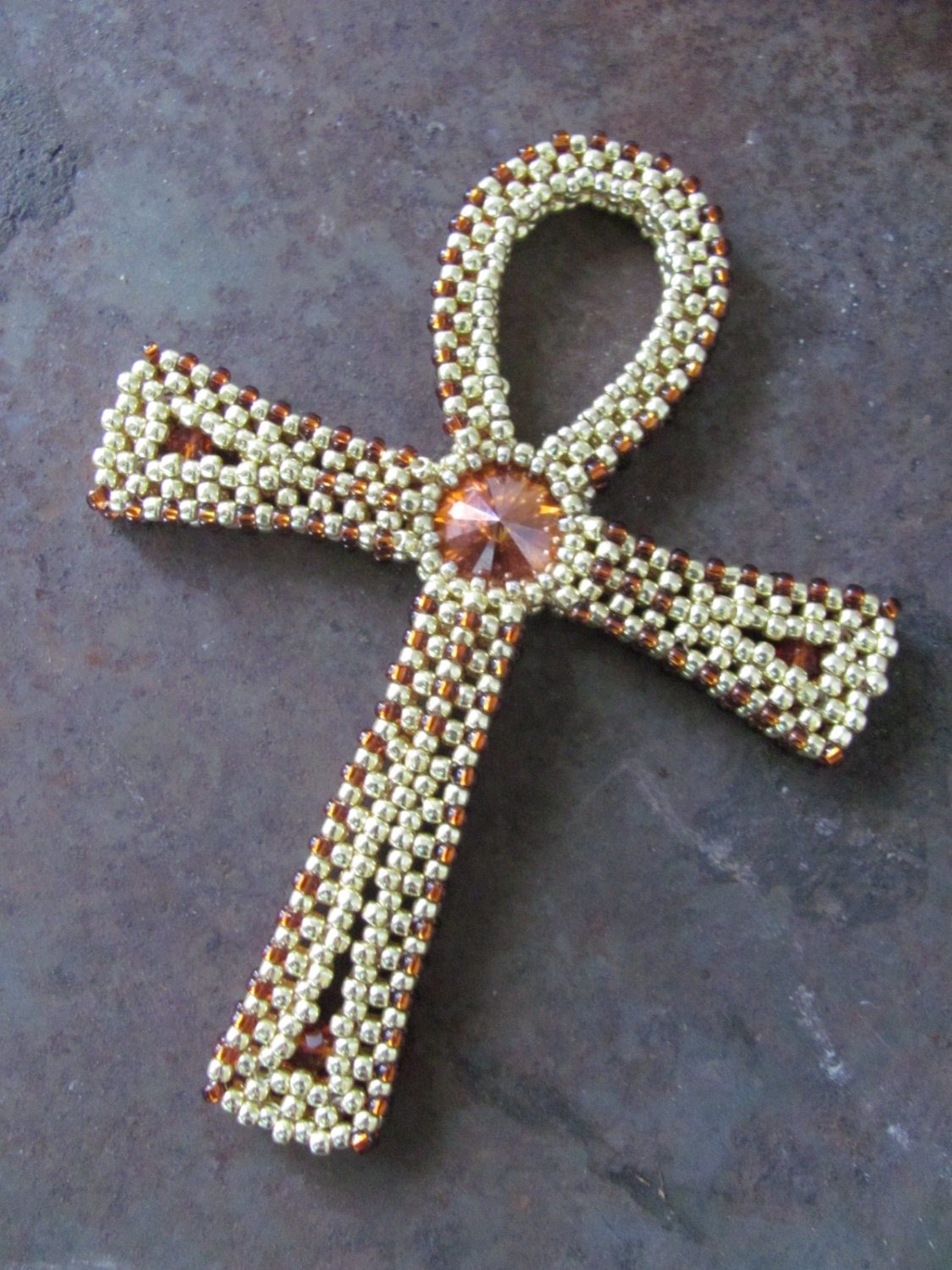 Beading Pattern 'ankh' - DIY CRAW Seedbead Swarovski Rivoli Tutorial - Etsy