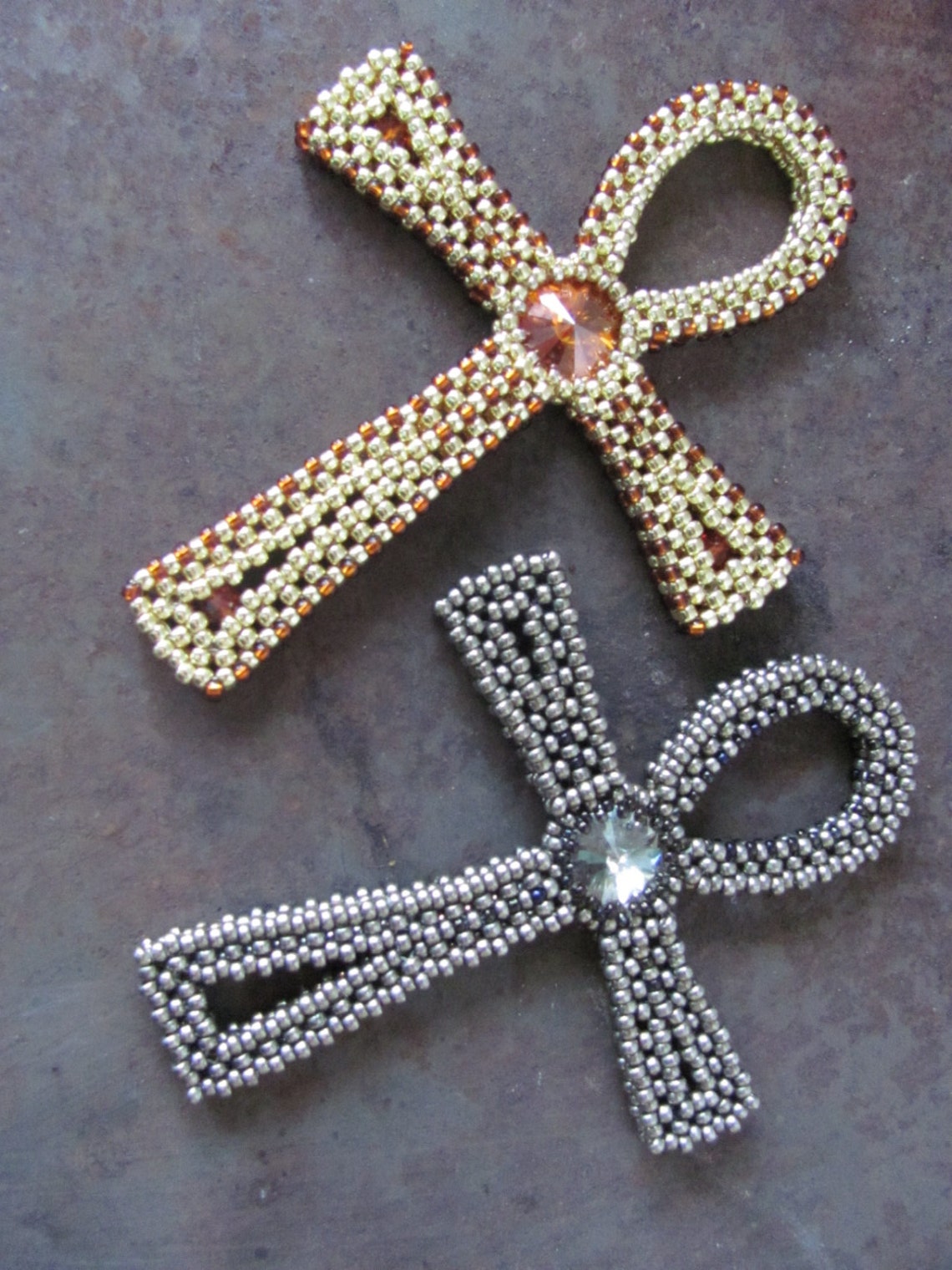 Beading Pattern 'ankh' - DIY CRAW Seedbead Swarovski Rivoli Tutorial - Etsy