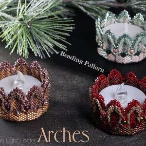 Beading Pattern Tea Light Holder 'arches' - DIY Beaded Tea Light Holder ...