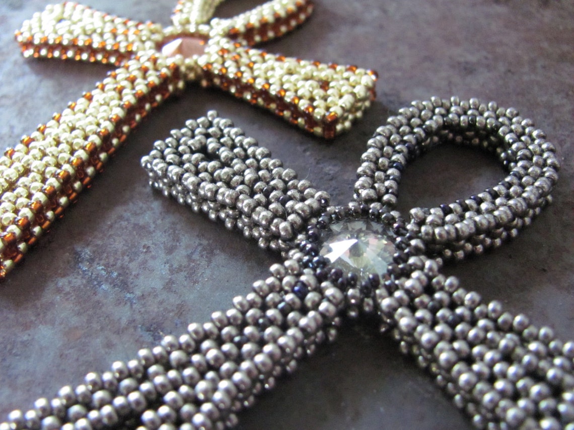 Beading Pattern 'ankh' - DIY CRAW Seedbead Swarovski Rivoli Tutorial - Etsy