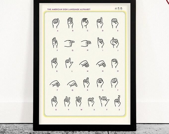 American Sign Language ASL Knowledge Poster - Educational Wall Art ...