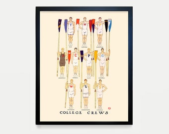 Crew Poster, College Crew Print, Rowing Poster, Rowing Wall Art, Ivy ...