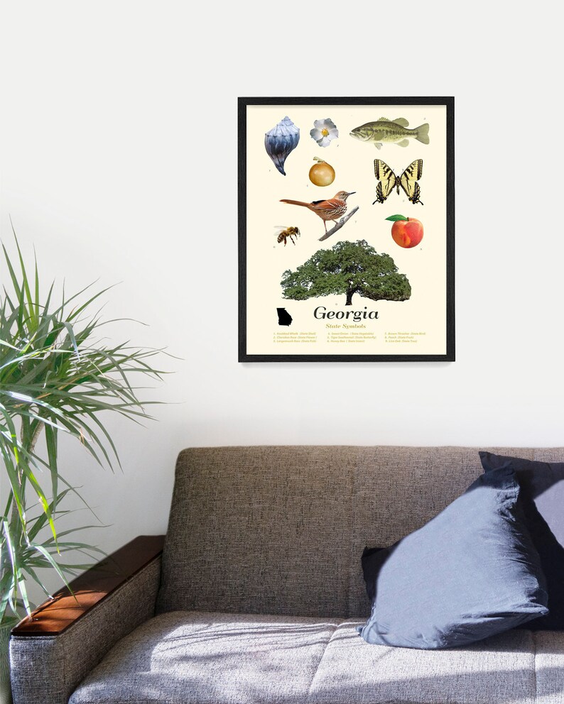 Georgia State Symbols Typology Poster Georgia Wall Art - Etsy